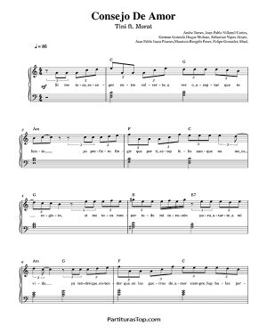 Consejo de Amor Partitura Tini y Morat | ♪ Partituras Top