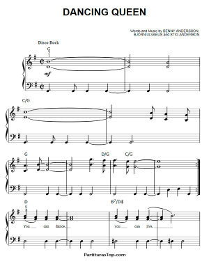 Dancing Queen Partitura Piano Facil ABBA | ♪ Partituras Top