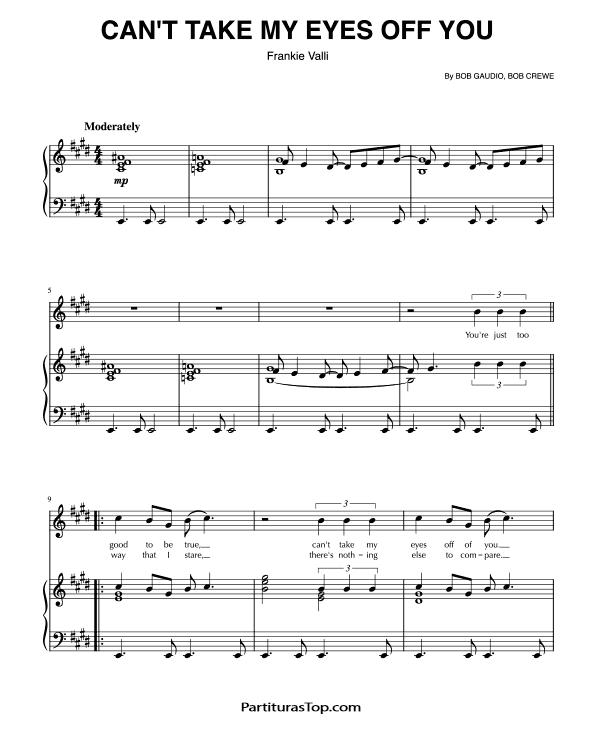 Can't Take My Eyes Off You Partitura Gloria Gaynor | ♪ Partituras Top